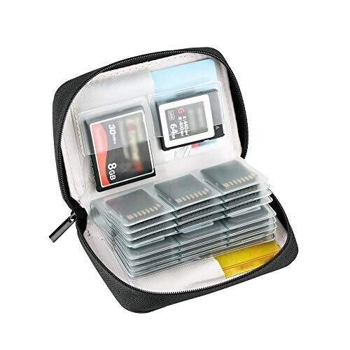 28 Slots Zippered Memory Card Carrying Case for 24 x SD/SDHC/SDHC cards ...