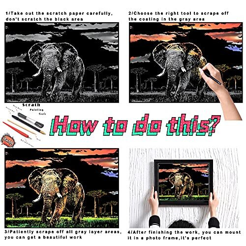 Scratch Painting Art Paper,Animal Series Scratchboard for Kids & Adults ...