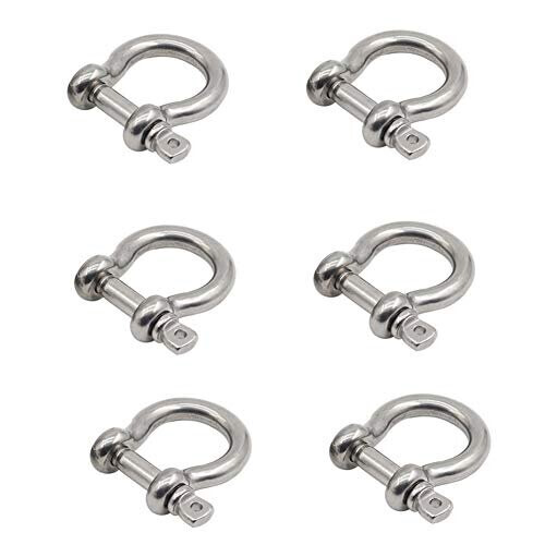 6Pcs M5 Stainless Steel D Ring Shackle 3/16 5mm Heavy Duty Bow Shackle ...