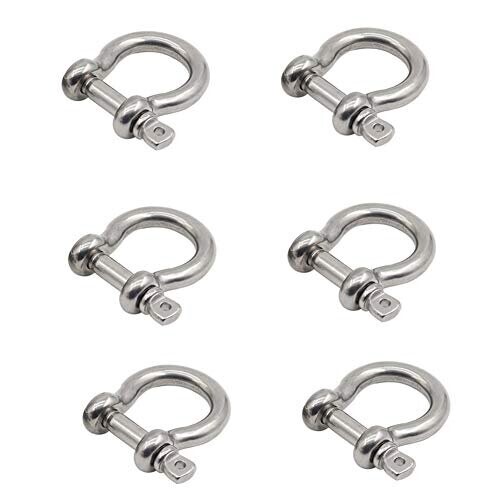 6Pcs M5 Stainless Steel D Ring Shackle 3/16 5mm Heavy Duty Bow Shackle ...