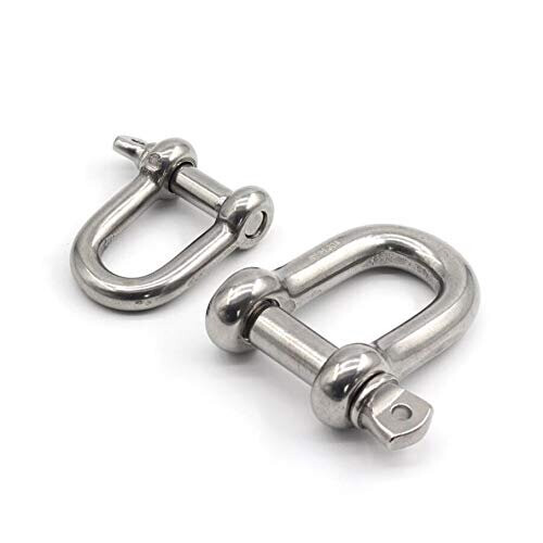 6Pcs M5 Stainless Steel D Ring Shackle 3/16 5mm Heavy Duty Bow Shackle ...
