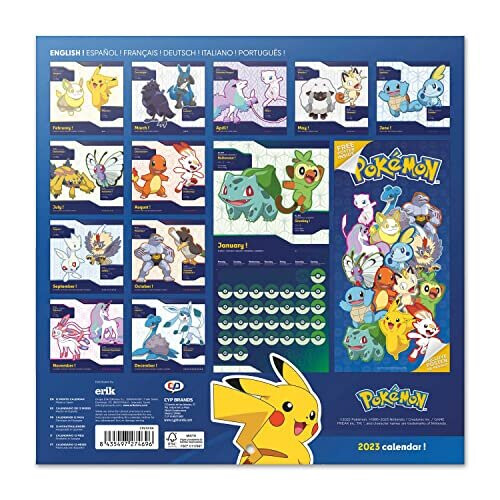 Pokemon Wall Calendar 2023 12' x 12' FSC| 12 Month Planner | Square ...
