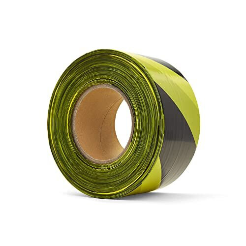 Barrier Tape Yellow and Black, 70mm x 500m, Non Adhesive Hazard Warning Tape No Entry Danger ...
