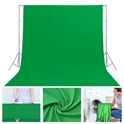 Green Screen Backdrop, 2M x 3M(6.6ft x 9.8ft) Portable Green Screen Background, Large Green ...