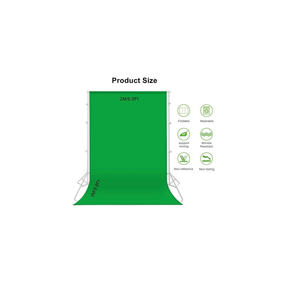 Green Screen Backdrop, 2M x 3M(6.6ft x 9.8ft) Portable Green Screen Background, Large Green ...