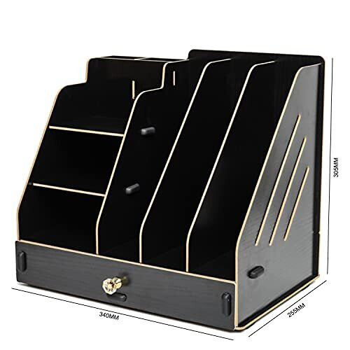 Desktop Organiser with Drawer Wooden Paper Sorter - Assembly Easily- 3 ...