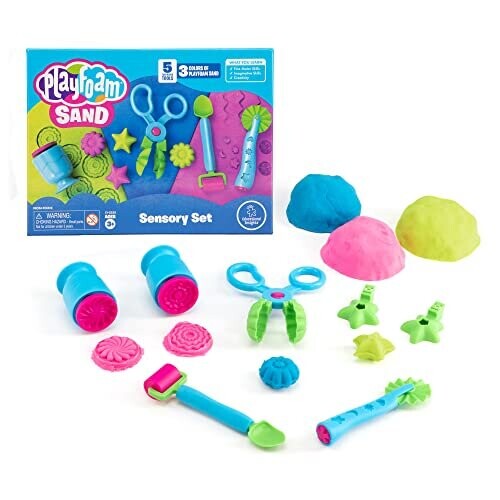 Playfoam Sand Sensory Set, Play Sand Toy with 3 Colours and 5 Tools ...