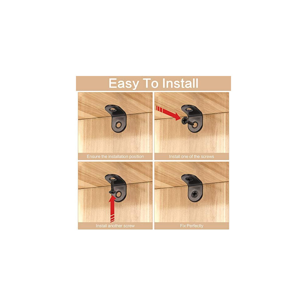 30 PCS Corner Braces Black 90 Degree Angle Bracket Stainless Steel L ...