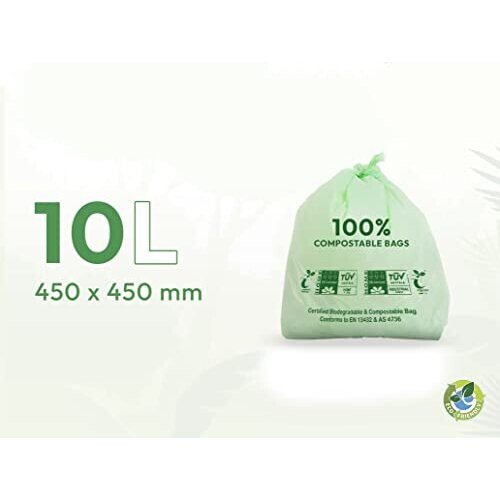 10L 52 bags 100% Compostable Biodegradable Food Caddy Liners Strong and ...