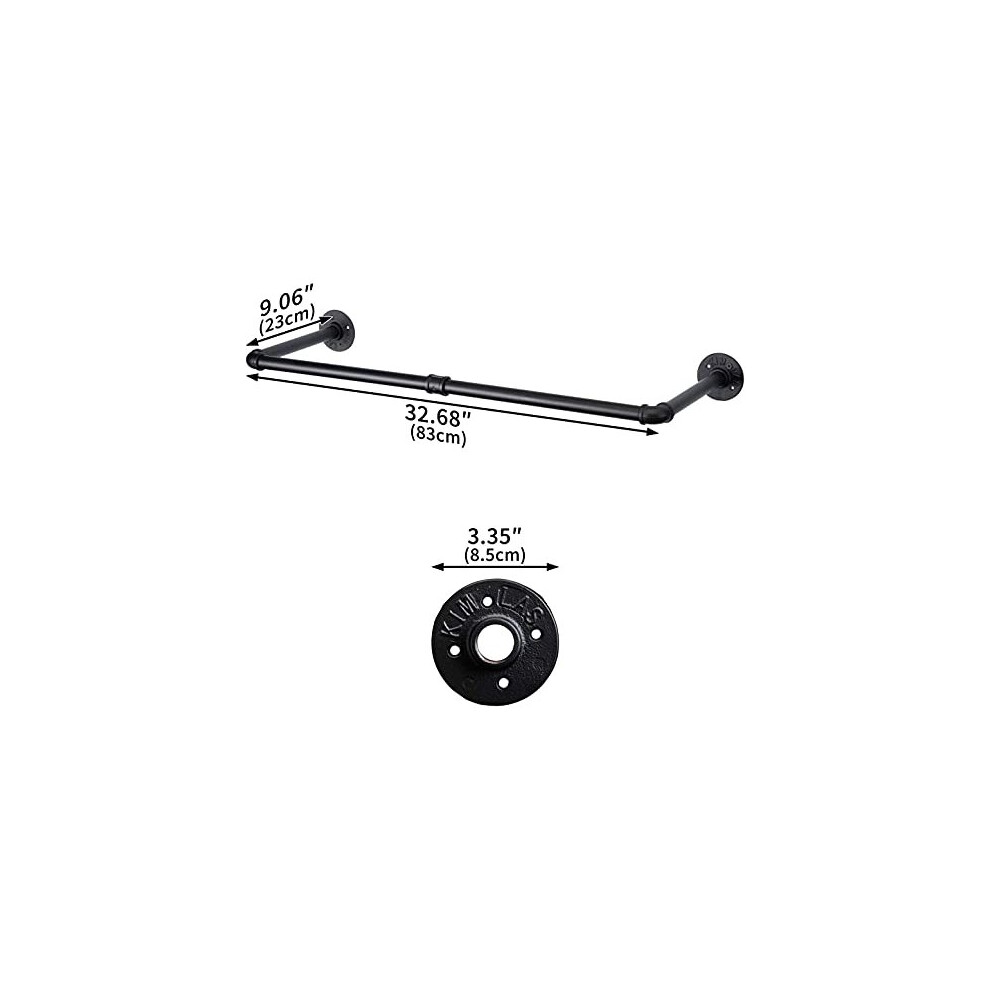 Wall Mounted Clothes Rail, Industrial Pipe Clothes Bar Rack, Heavy Duty ...
