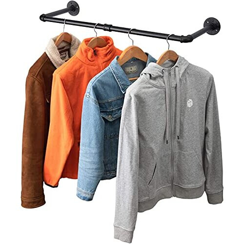 Wall Mounted Clothes Rail, Industrial Pipe Clothes Bar Rack, Heavy Duty ...