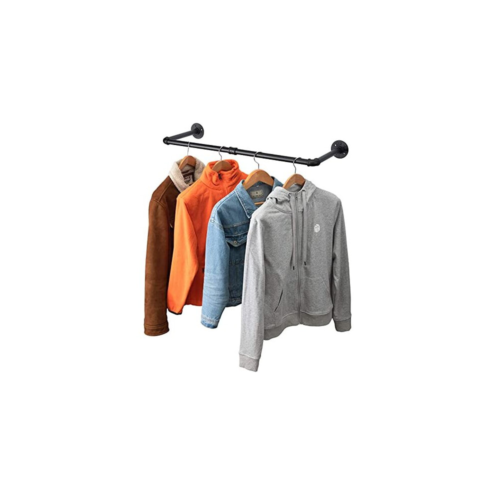 Wall Mounted Clothes Rail, Industrial Pipe Clothes Bar Rack, Heavy Duty ...