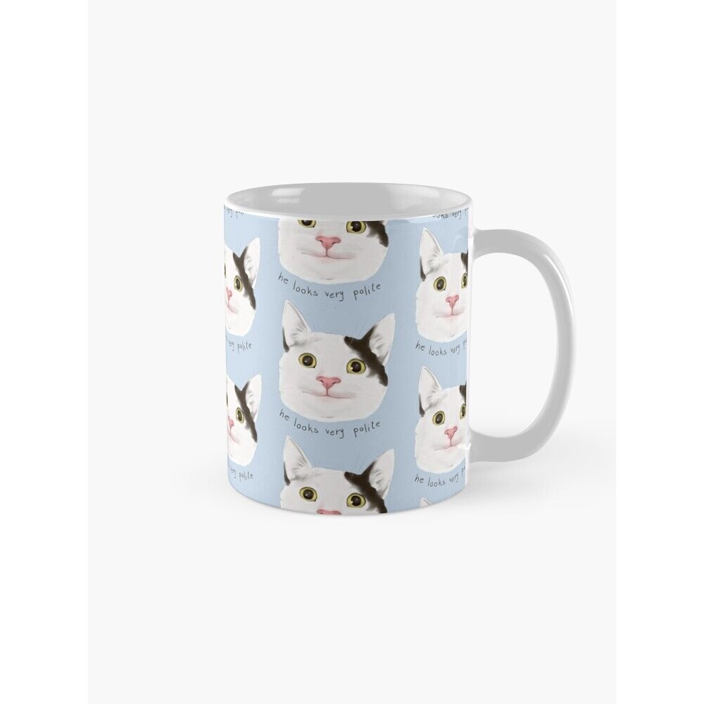 Mugs 11oz He looks very polite - Polite Cat Meme / Catto Dank Meme Coffee Ceramic Mug Funny ...