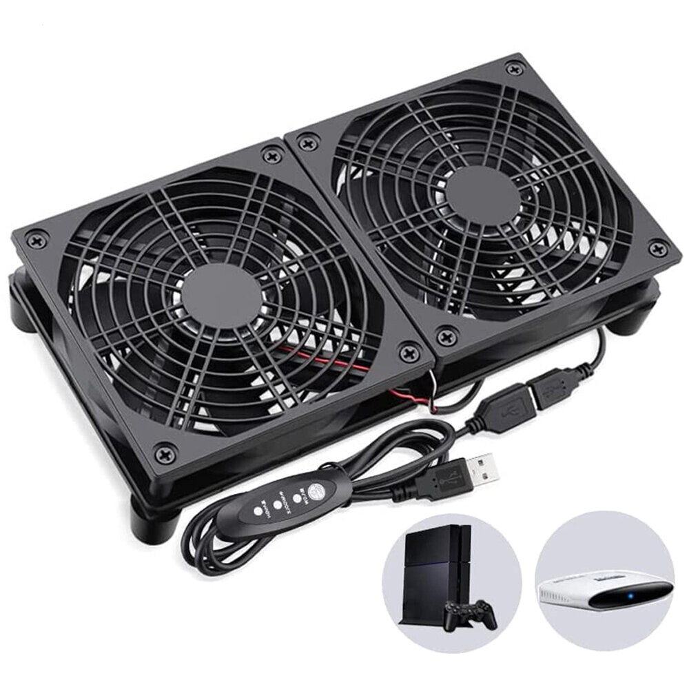 Dual Head USB Cooling Fan Portable PC Desktop Table Silent Air Cooler ...