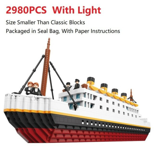 (2980pcs with light) Building Blocks Boat Titanic | Model Building Kits ...