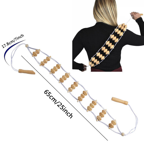 (a-5) HEAATHH Roller Wooden Back Massage Roller Rope Wooden Therapy ...