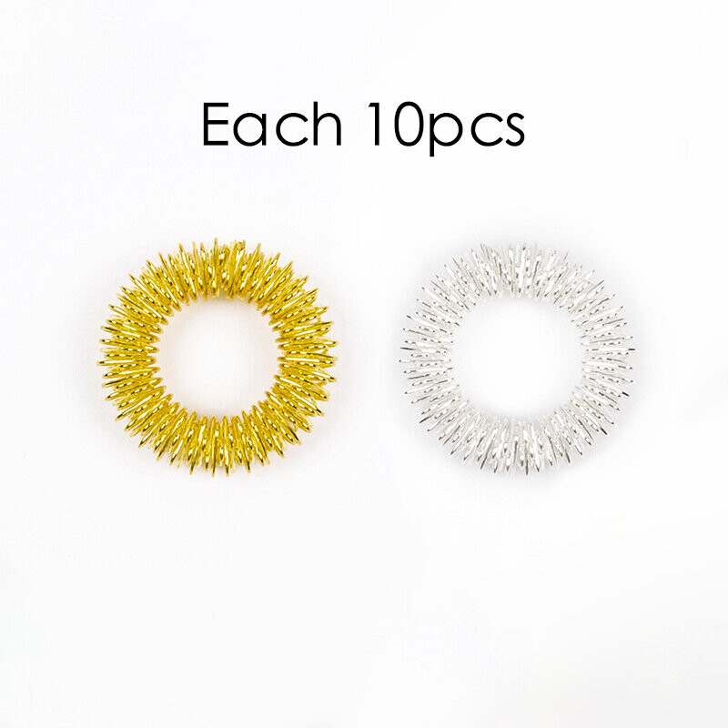 (a-Each 10pcs) 20pcs Spiky Sensory Finger Massage Ring Relax Finger Massager Decompression ...