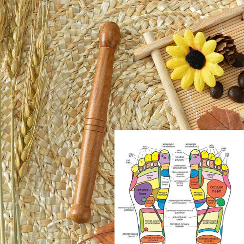 (a-Gold) Press Point Massager Wooden Triangle Foot Body Massage Tool ...