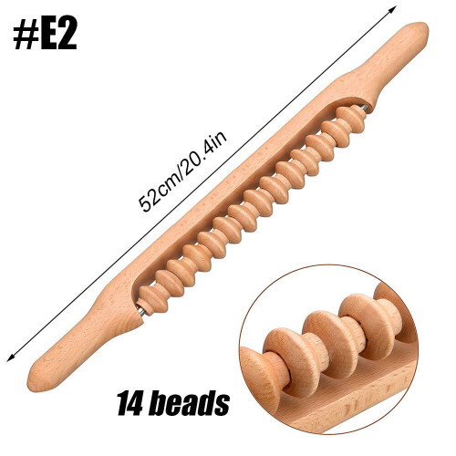 (a-E2) Wooden Gua Sha Massage Stick Shoulder Waist Back Wood Bead ...