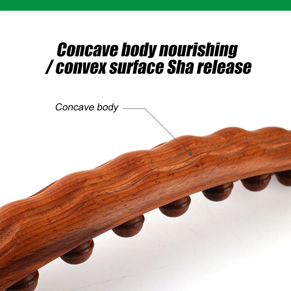 A C4 Wooden Gua Sha Massage Stick Shoulder Waist Back Wood Bead 5091