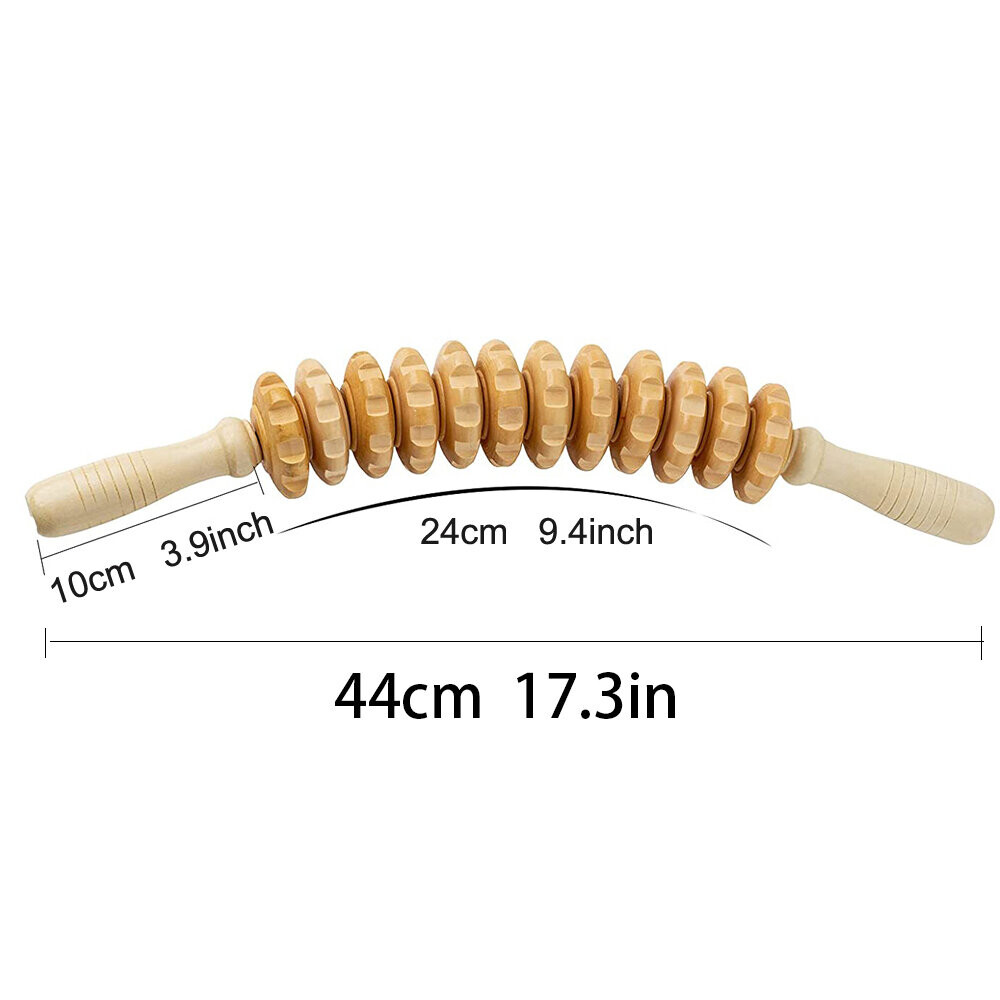 (a-Wood A-12 Roller) Wood Therapy Roller Stick Massage Tool, Curved ...