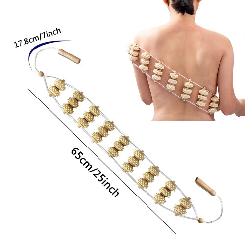A 4 Wood Back Massage Roller Rope Wooden Ball Self Massage Tool Anti