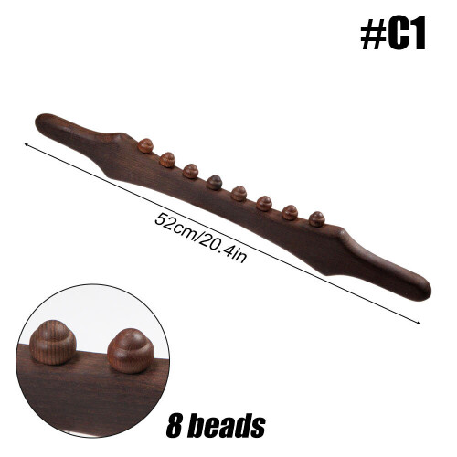 (a-C2) Wooden GuaSha Massage Stick with Wood Bead Trigger Point ...