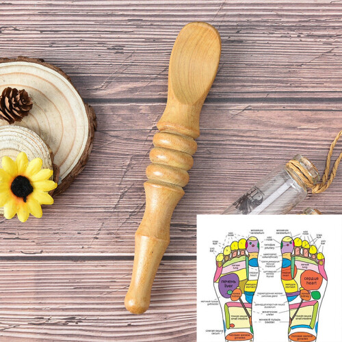 (a-Silver) Press Point Massager Wooden Triangle Foot Body Massage Tool ...