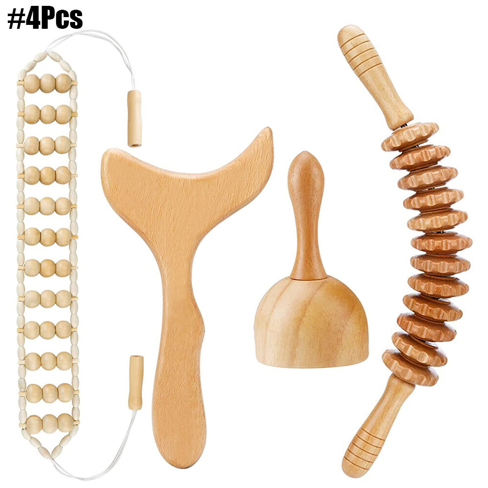 (a-4Pcs) Maderoterapia Kit, Wood Therapy Massage Tools, Wood Lymphatic ...