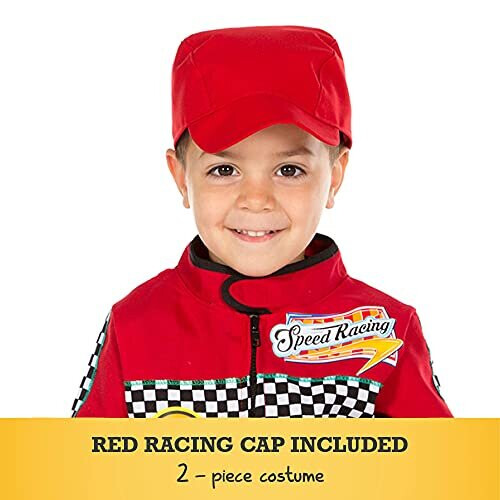 F1 Racing Driver Costume Kids 3-5 Years, Red Racing Suit & Cap, 2-Piece ...