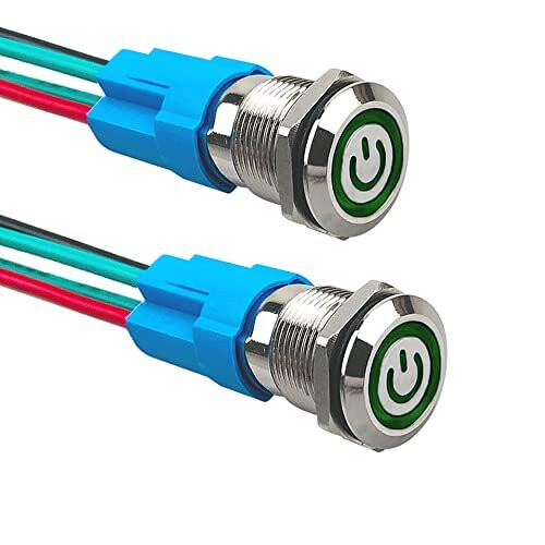 2 Pcs 12 mm Self-locking Latching Push Button Switch, 12V / 24V 3A Car Ignition Starter Switch ...