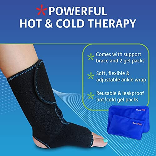 Foot & Ankle Ice Pack Wrap with 2 Hot/Cold Gel Packs by TheraPAQ | Foot Pain Relief for Achilles ...