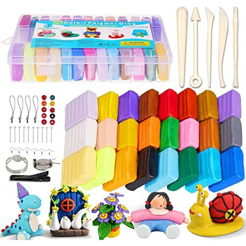 26 Colors Polymer Clay Starter Kit, 20g/Block Oven Bake Modeling Clay ...