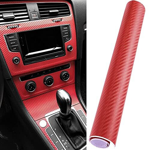 Red Carbon Fiber Car Wrap Vinyl Roll 3D Carbon Fiber Vinyl Car DIY Wrap ...