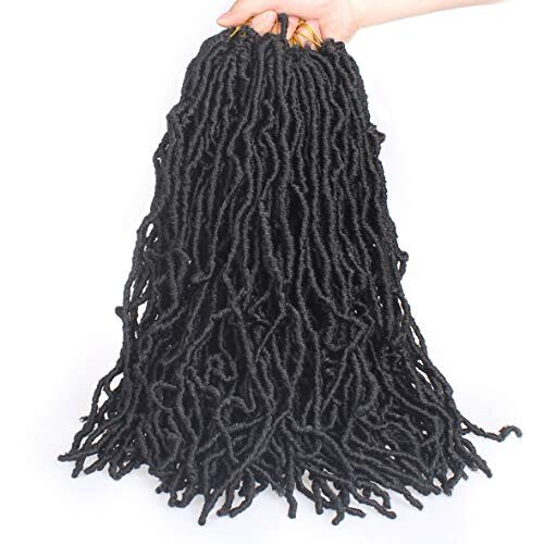7 Packs 18 Inch Natural Black Soft Nu Faux Locs Crochet Braids Hair ...