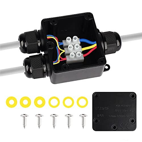 IP68 Waterproof Junction Box, COOLWEST 3-Way Outdoor Cable Connectors ...