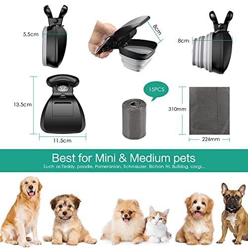 Dog Poop Scooper, Portable Pet Toilet Waste Pickup with Bag Dispense ...