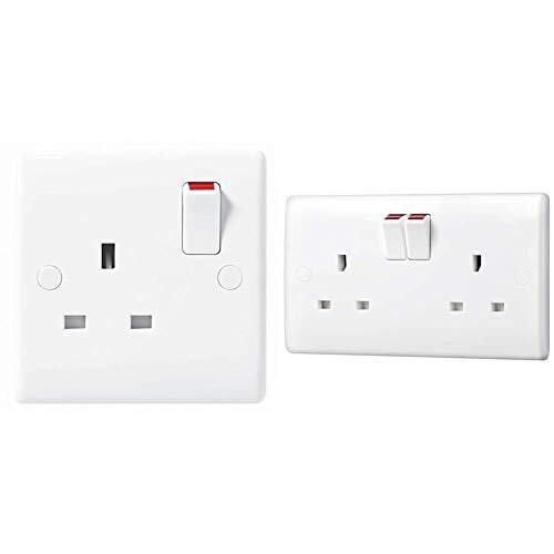Single Pole Single Switch Power Socket, White Moulded, 13 Amp & Double ...