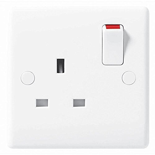 Single Pole Single Switch Power Socket, White Moulded, 13 Amp & Double ...