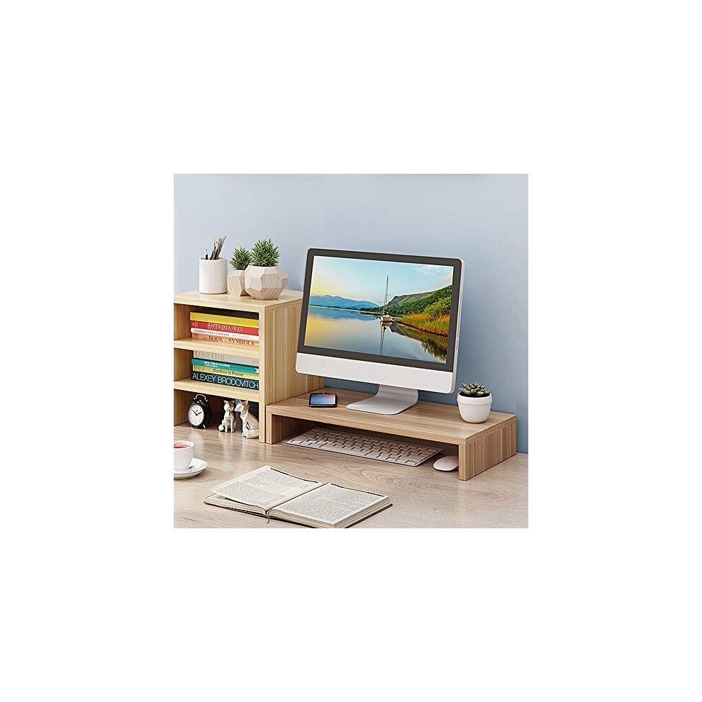 Monitor Stand for Desk, Oak Desktop Monitor Stand, Ergonomic Height ...