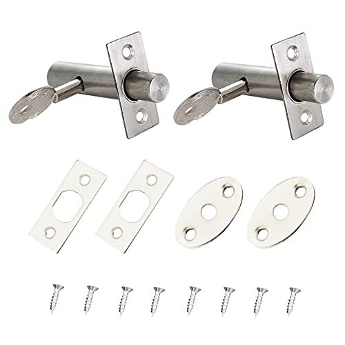 Door Security Rack Bolt, 2pcs Security Deadbolt Stainless Steel Door ...