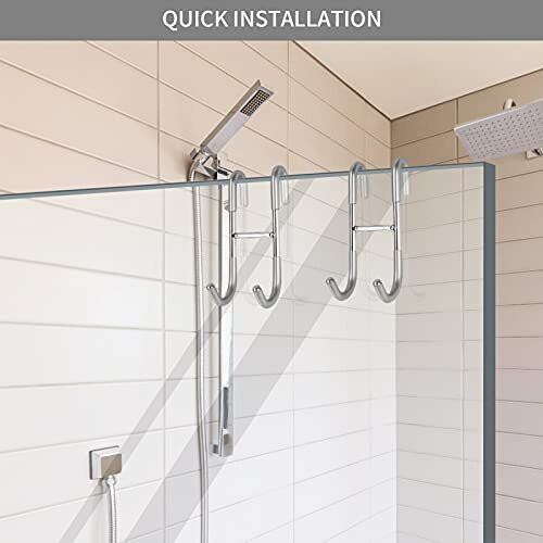 2 Pack Shower Door Hooks Stainless Steel Over Door Hook S Shaped Shower ...