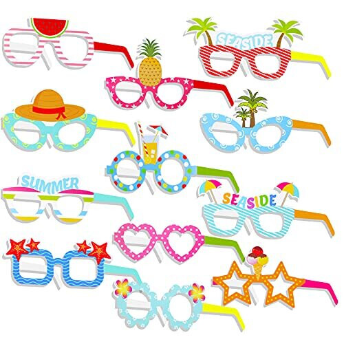 Luau Party Paper Glasses 24 Pack Hawaiian Funny Glasses for Tropical ...