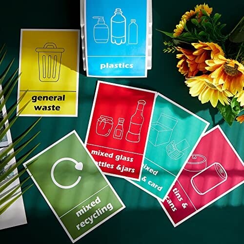12 Pieces Multi Recycling Bin Sticker Trash Recycle Sticker Waste ...