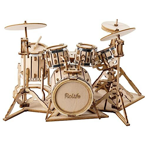 3D Wooden Puzzles Drum kit Craft Model Kits for Adults to Build Musical ...