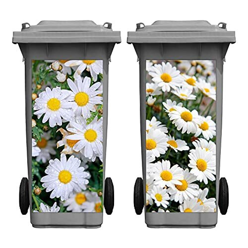 2 Sheets Wheelie Bin Stickers Flowers Self-Adhesive Dustbin Sticker ...