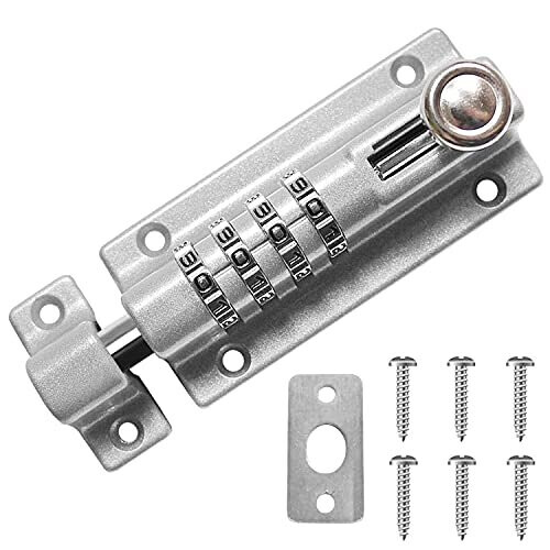 4 Unique Combination Locking Bolt, Heavy Duty Sliding Lockable Padbolt ...