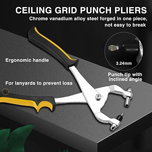9.5 Inches Ceiling Grid Punch Pliers 3.3mm Metal Hole Punch Pliers Grid ...