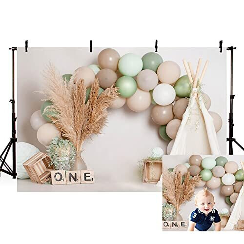 7x5ft Boho Theme Boy 1st Birthday Photography Background Bohemian Style ...