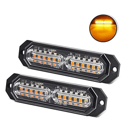 12LED Amber Emergency Hazard Strobe Warning Grille Working Light Bar ...